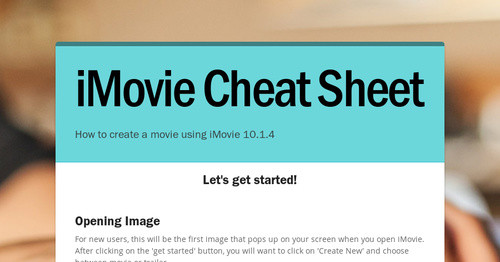 iMovie Cheat Sheet | Smore Newsletters