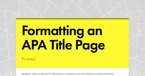 Formatting an APA Title Page