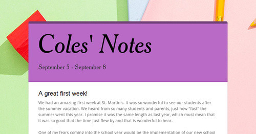 Coles' Notes | Smore Newsletters