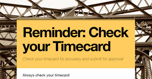 Reminder: Check your Timecard | Smore Newsletters