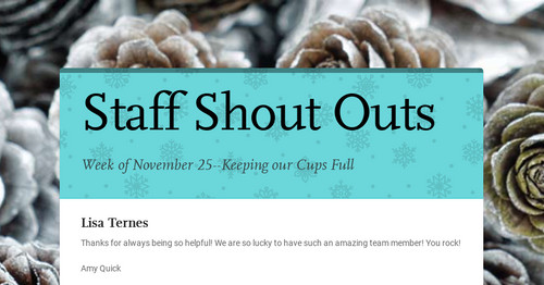 Staff Shout Outs | Smore Newsletters for Education