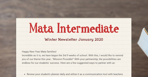 Mata Intermediate | Smore Newsletters