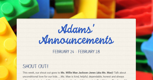 Adams' Announcements | Smore Newsletters