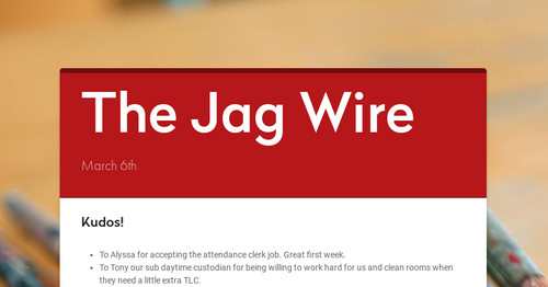 The Jag Wire | Smore Newsletters