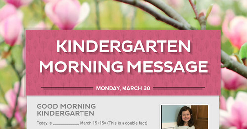 Kindergarten Morning Message Smore Newsletters Kindergarten Morning Message Smore Newsletters