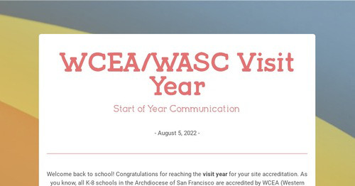 WCEA/WASC Visit Year | Smore Newsletters for Education