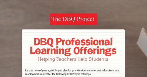 DBQ Professional Learning Offerings | Smore Newsletters